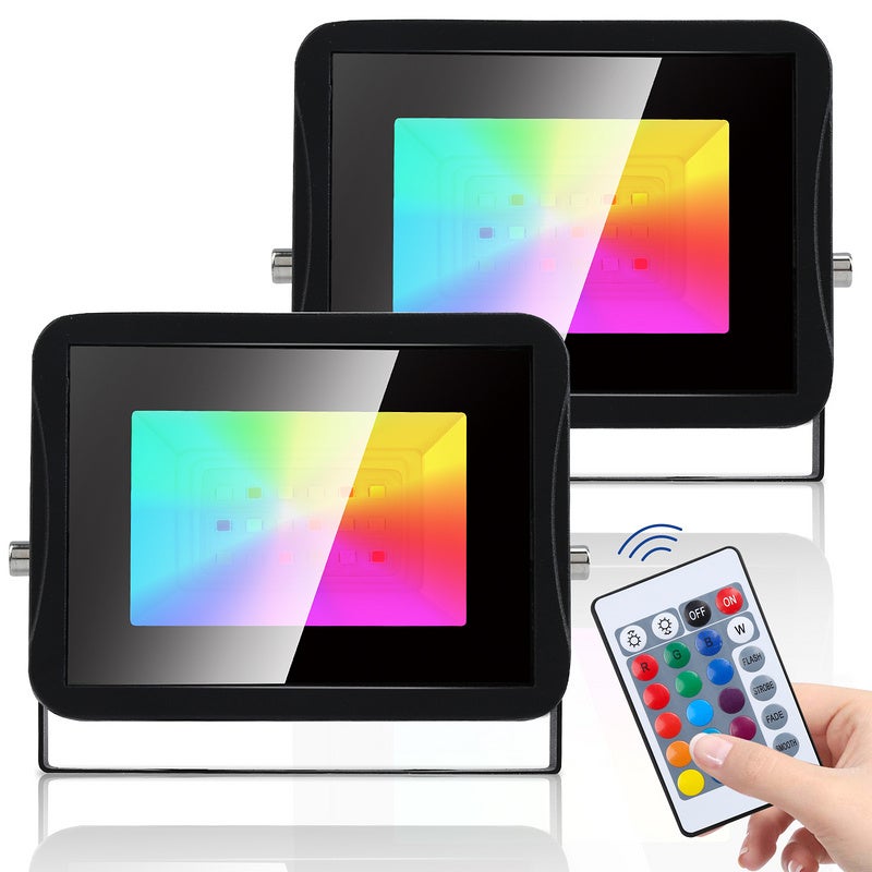 Projecteur à LED RGB Spot extérieur Dimmable Projecteur LED RGB 2x 20W ...