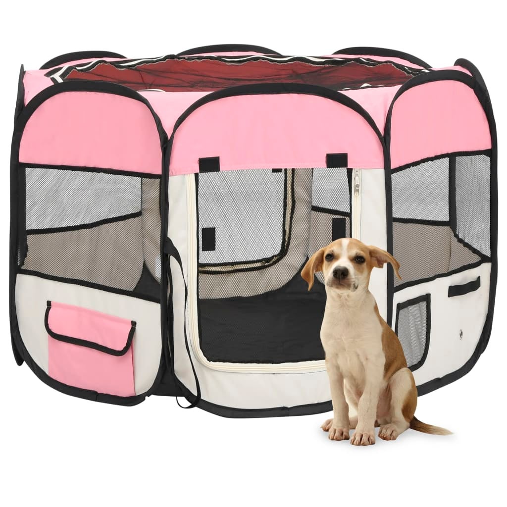 Parc pour chiens pliable avec sac de transport Rose 90x90x58 cm | Leroy ...