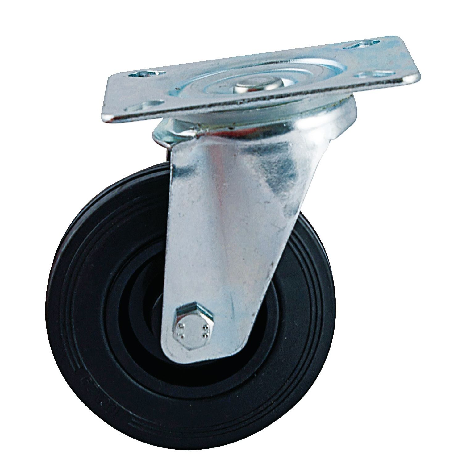 Roulette D100mm caoutchouc noir platine pivotante - AVL - 508832O ...