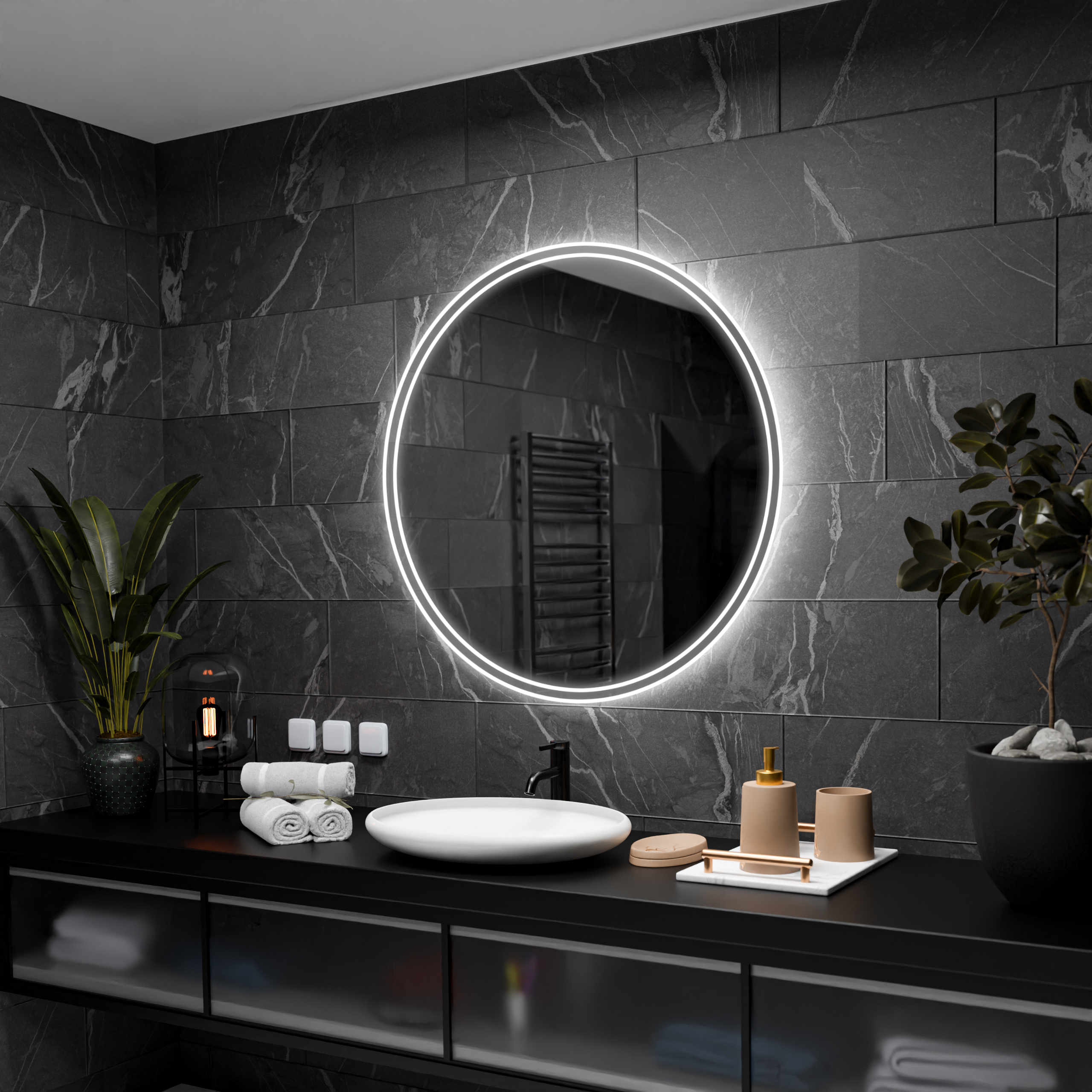 Miroir rond avec LED - Venezia - 120 cm | Leroy Merlin