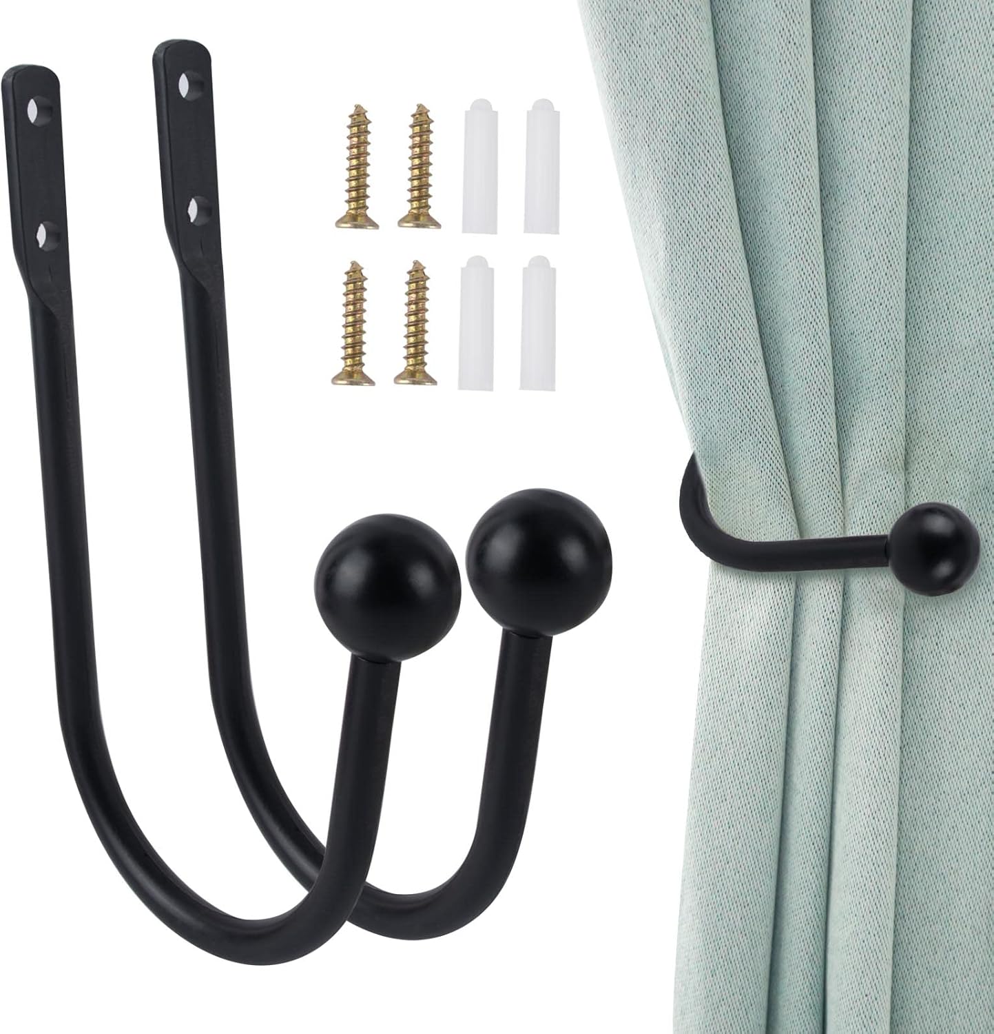 Lot de 2 attaches de rideaux en forme de U, crochets en métal ...