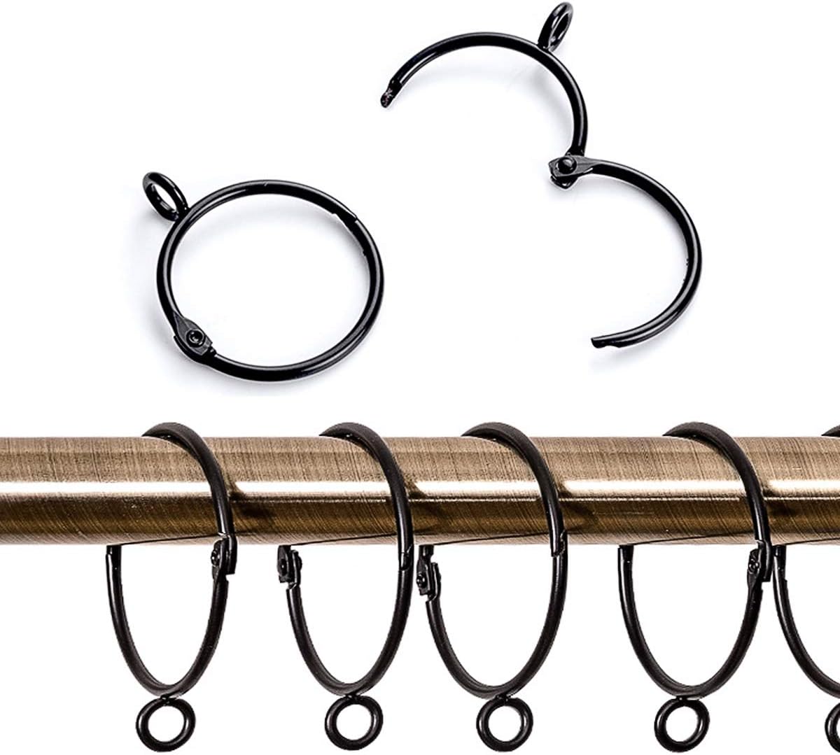 20 pièces Métal Anneaux Rideaux, Ouverts et Fermés Crochets de ...