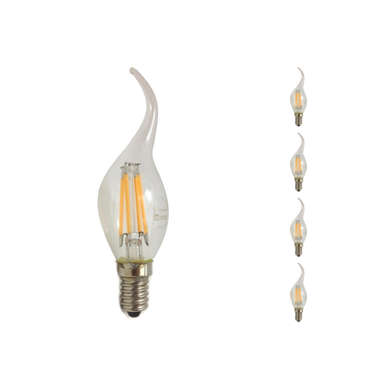 Ampoule LED E14 Flamme Filament 6W 220V 360° (Pack de 5) - Blanc Froid 6000K - 8000K - SILAMP ...