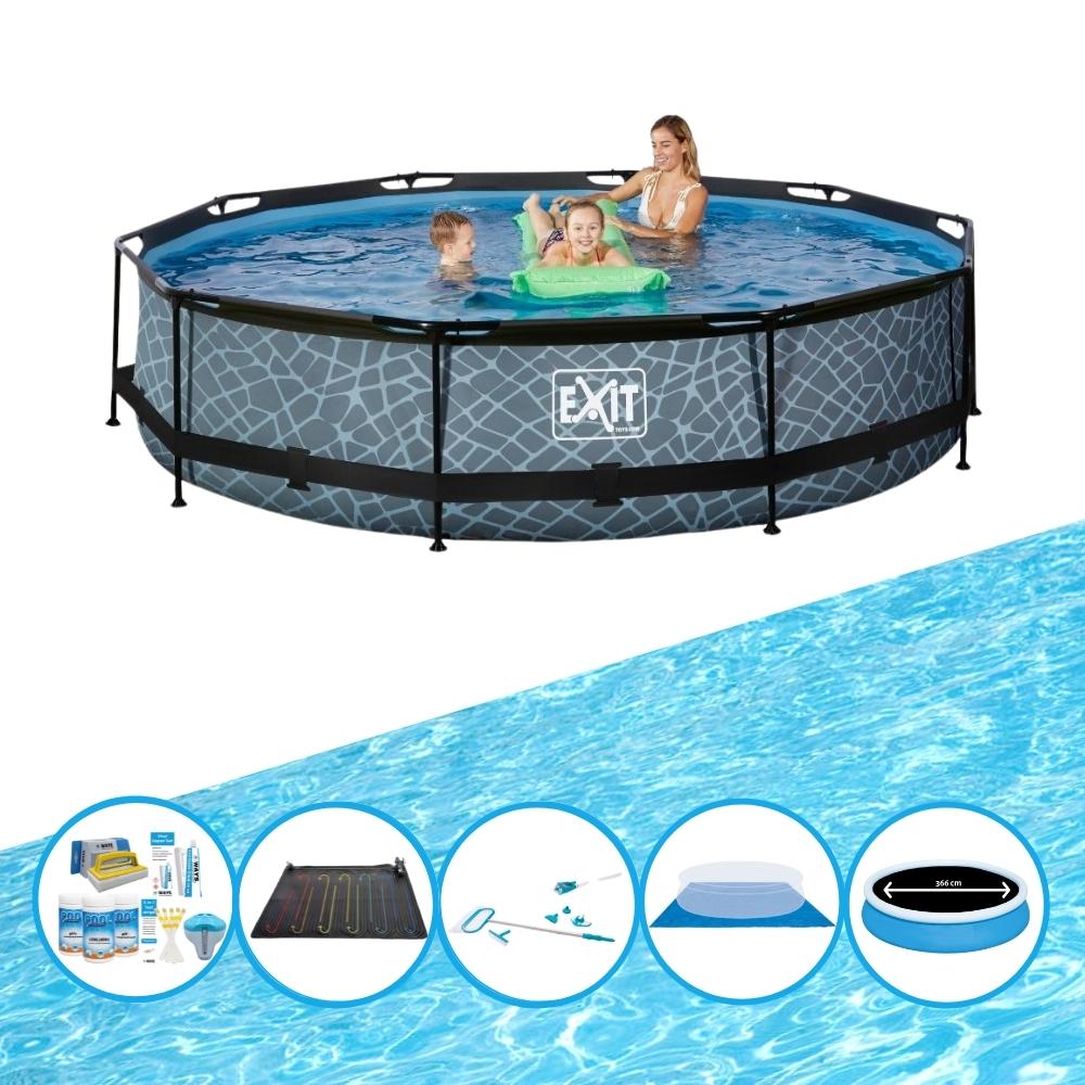 EXIT Piscine Stone Grey - Frame Pool ø360x76cm - Paquette piscine ...