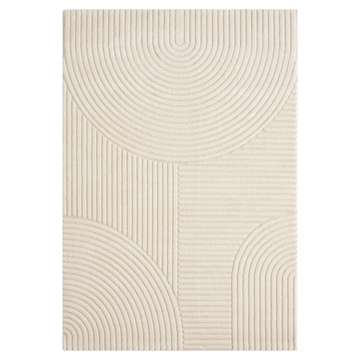 Tapis entrée 60x110 tissé crème rectangle motif simple CERNAN | Leroy ...