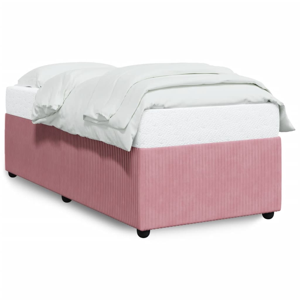 Lit Adulte | Lit simple | Cadre de lit Rose 90x190 cm Velours CFW81267 ...