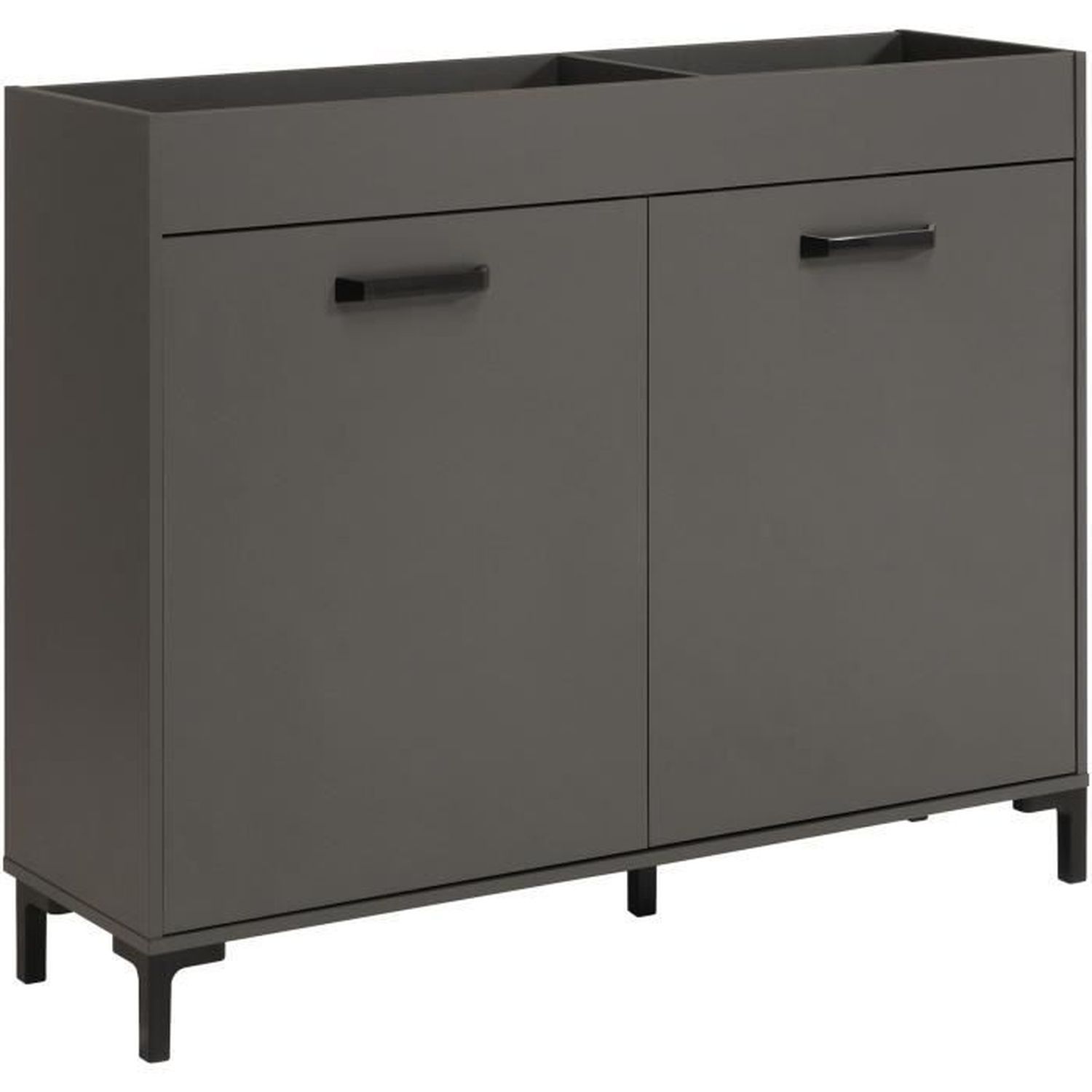 Meuble bas gris ombre 118 x 33 x Hauteur 95 cm - 2 portes - Youdoit ...
