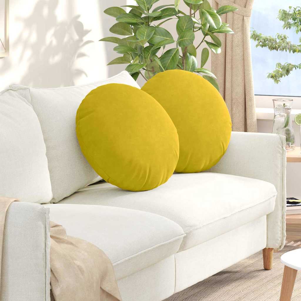 Cojines para asiento 2 pcs Amarillo Ø 40 x 13 cm Terciopelo | Leroy Merlin