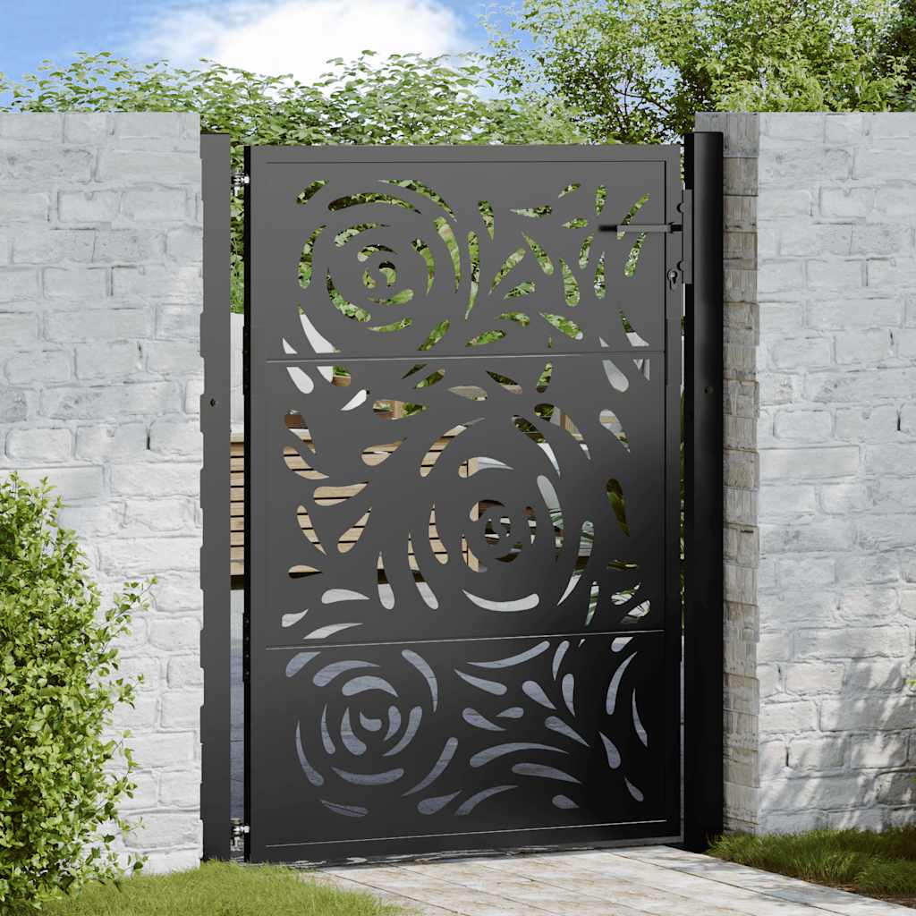 Puerta de jardín | Puerta para valla diseño llama acero negro 105x130 cm CFW64419 | Leroy Merlin