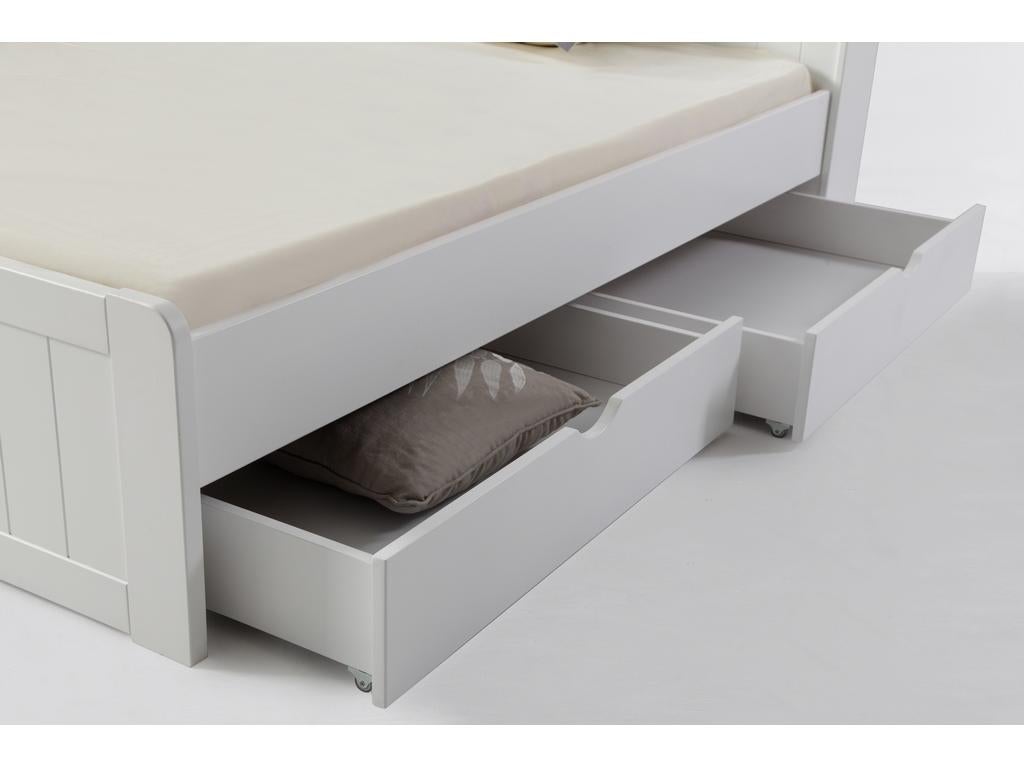 Lit avec rangements 140 x 190 cm - Blanc - MEDERICK | Leroy Merlin