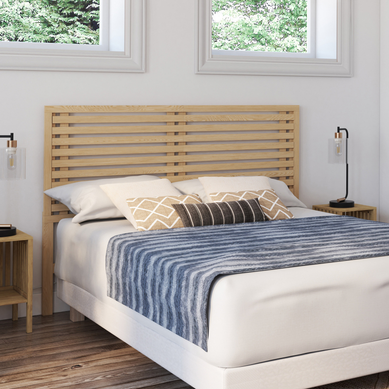 Tête de lit sur pied en lattes AVA 160 cm façon bois clair | Leroy Merlin