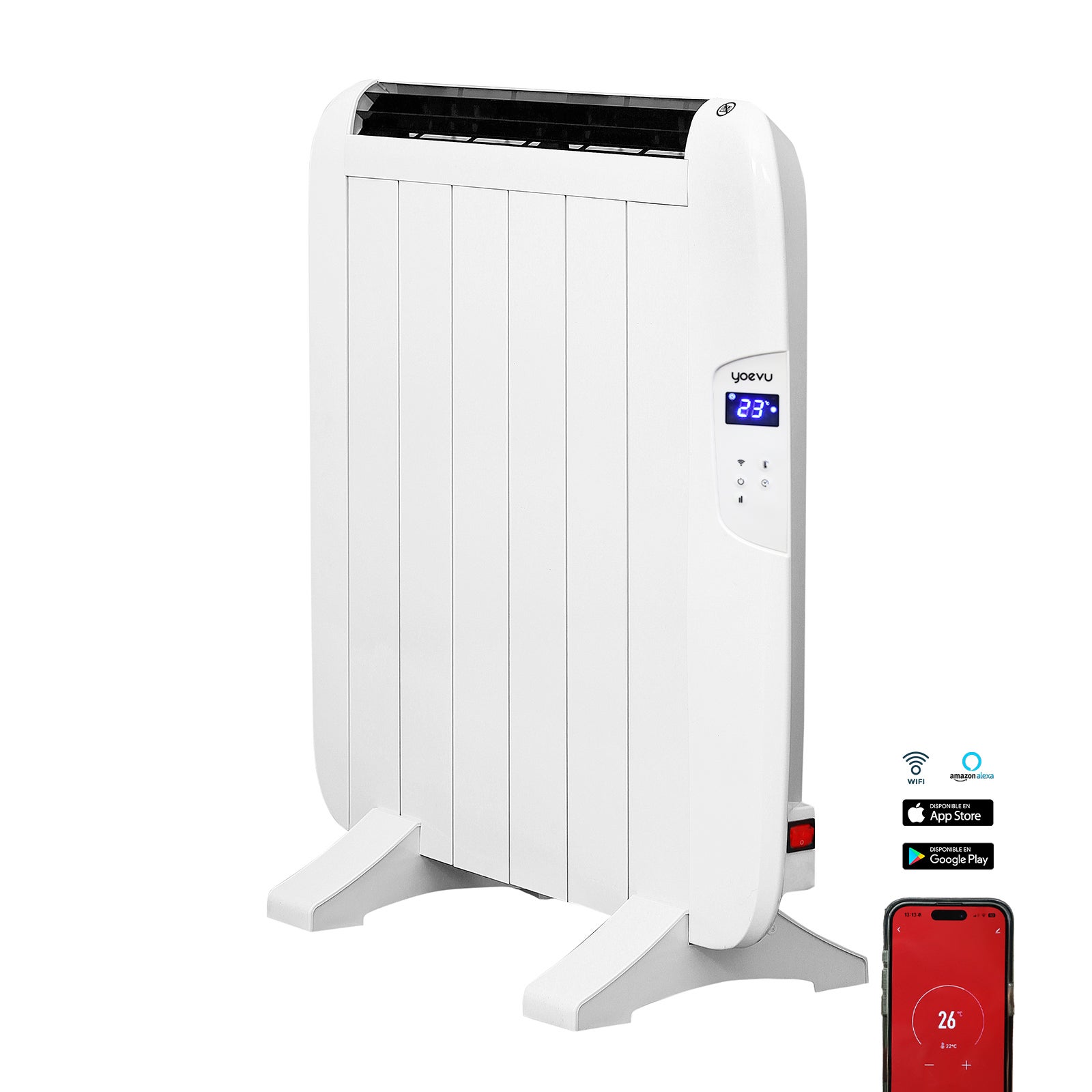YOEVU Emisor termico de Aluminio, 900W, Calefactor Bajo Consumo, Diseño ...