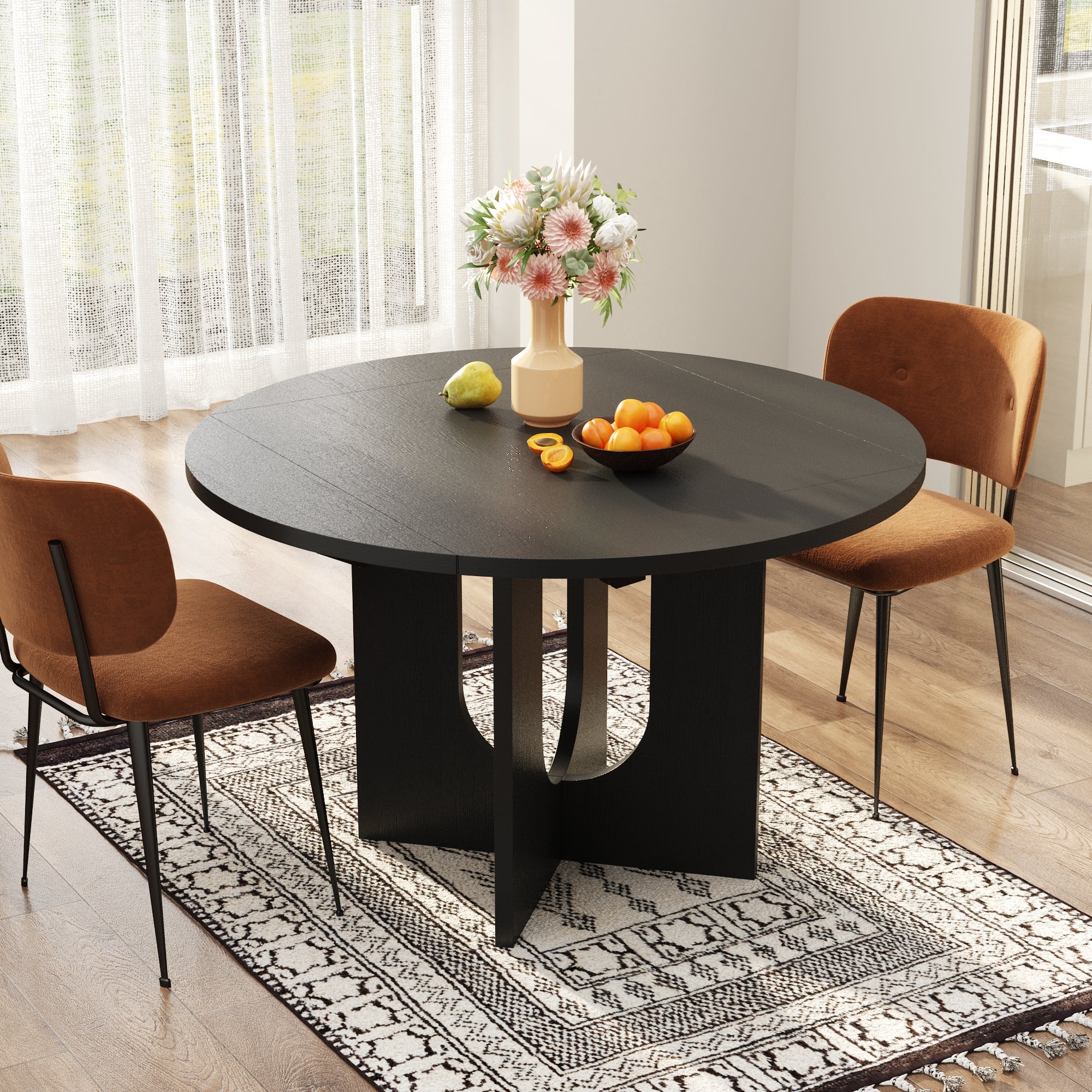 Table Ronde Pliable Moderne pour 4 Personnes, Table Carrée pour Salle à ...