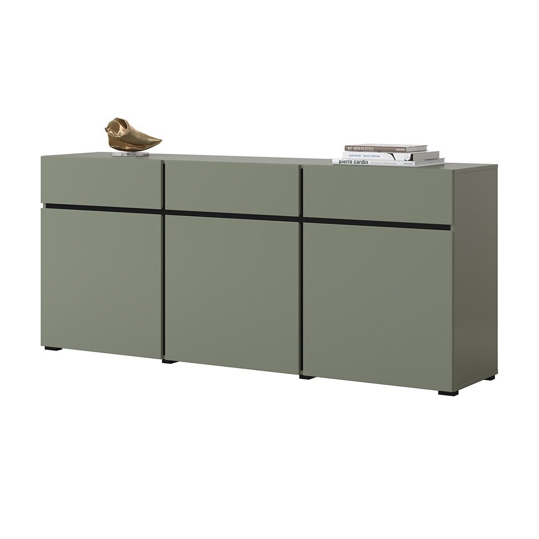 Buffet coloris vert sauge 180cm collection HAVANA. Bahut design avec 3 ...