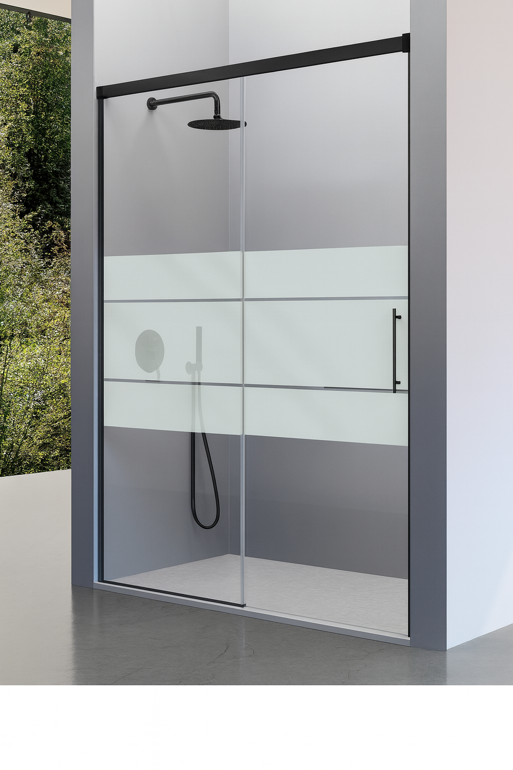 Mampara de ducha frontal corredera Serie URBAN - 106–109 cm - Negro ...