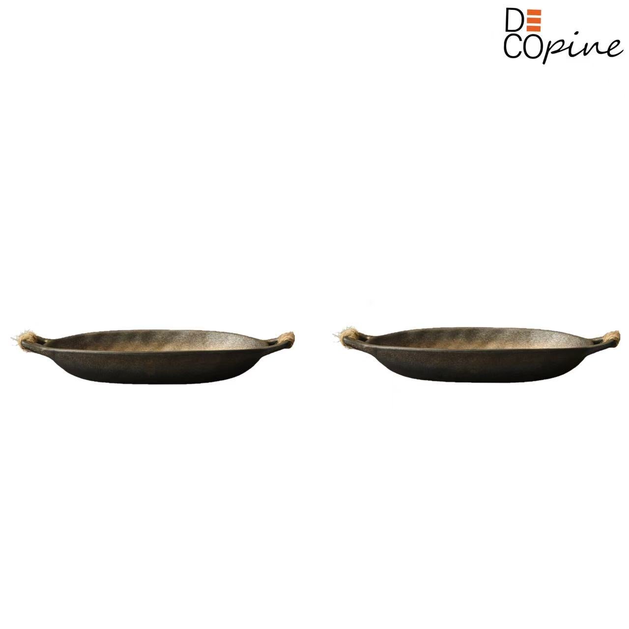 Decopine – Ensemble de 2 plateaux décoratifs dorés – style wabi-sabi ...