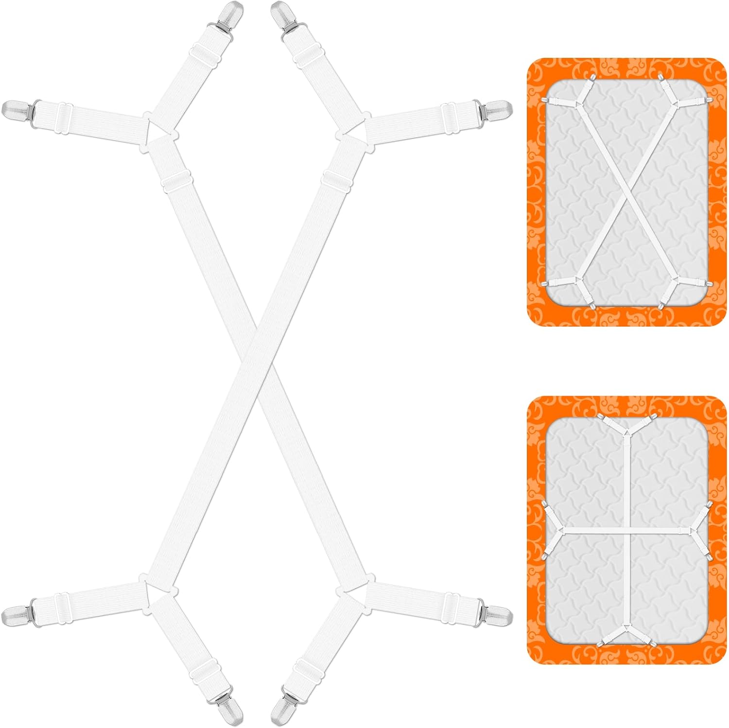 Pack 2 Tendeurs Drap Housse Réglables – Élastique Triangle avec Clips ...