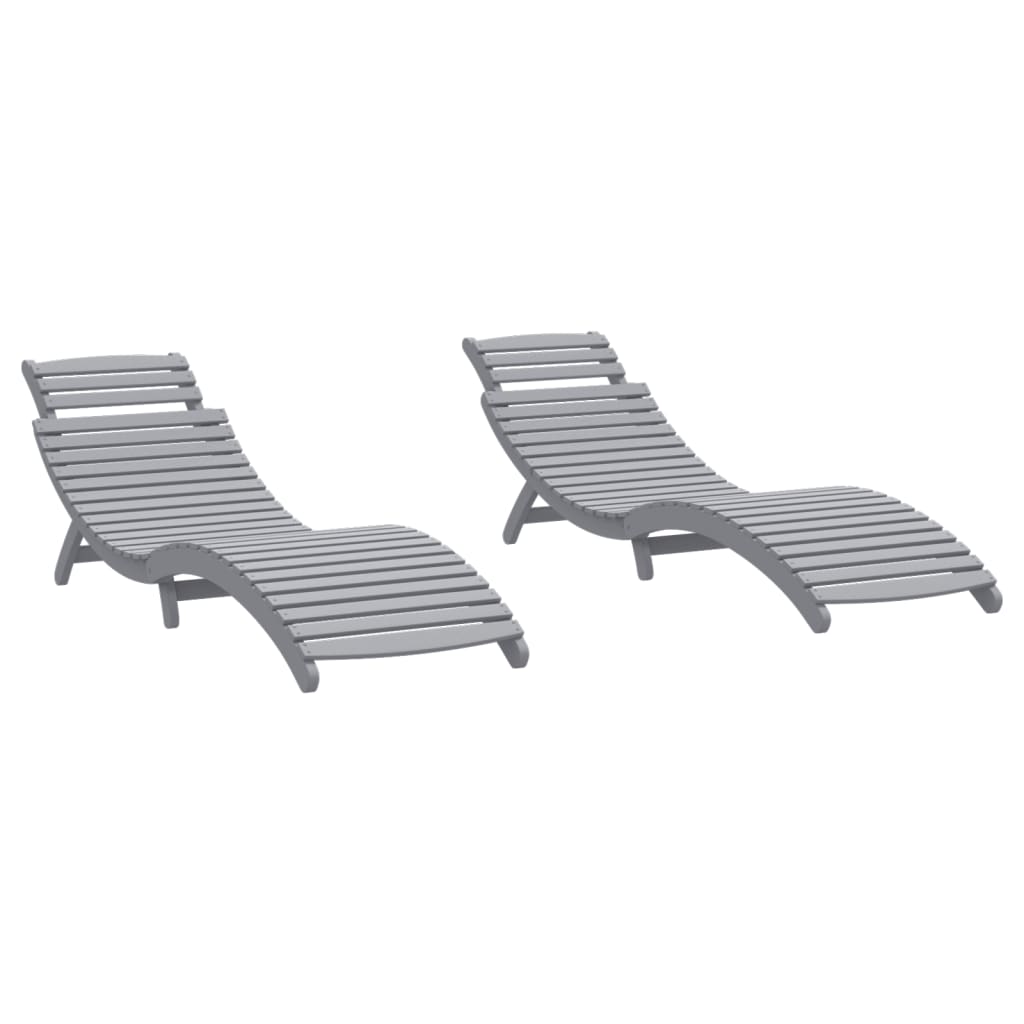 Transat | Chaises longues lot de 2 gris 184x55x64 cm bois massif acacia ...