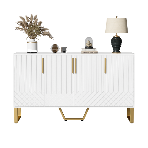 Mobile alto lucido, 4 porte, maniglie e piedi in metallo, design ...