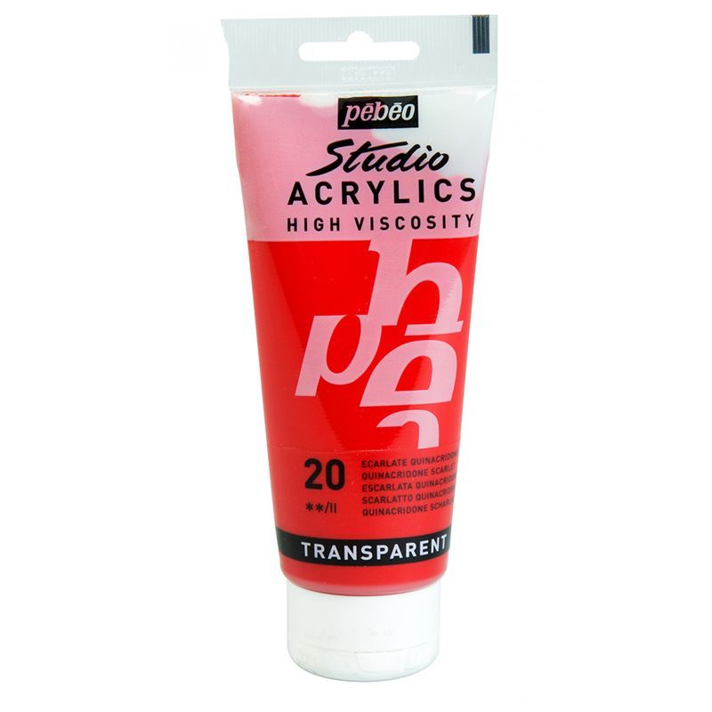Peinture acrylique transparente - Rouge écarlate - 100 ml - Pébéo ...