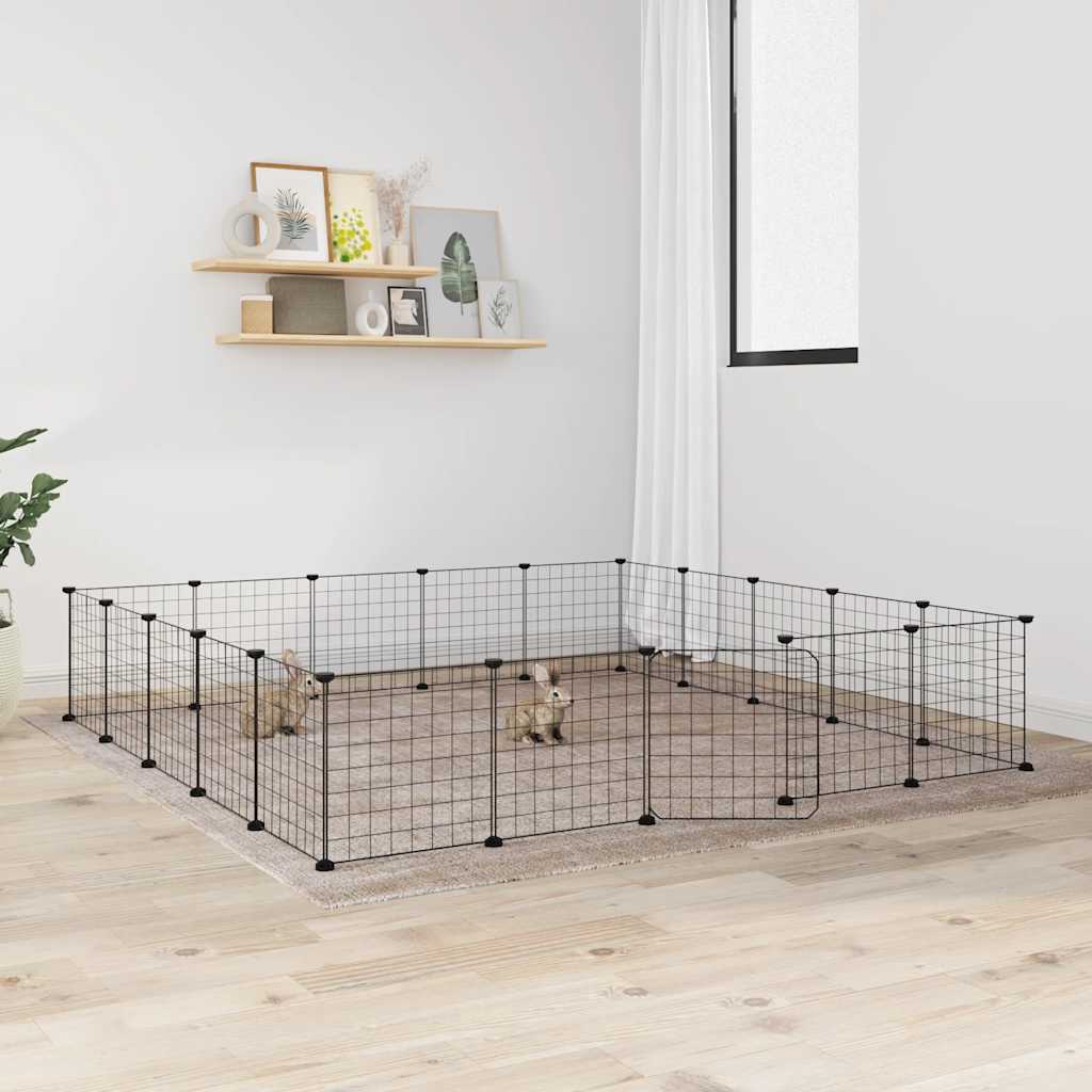Cage animaux de compagnie à 20 panneaux et porte Noir 35x35 cm | Leroy ...