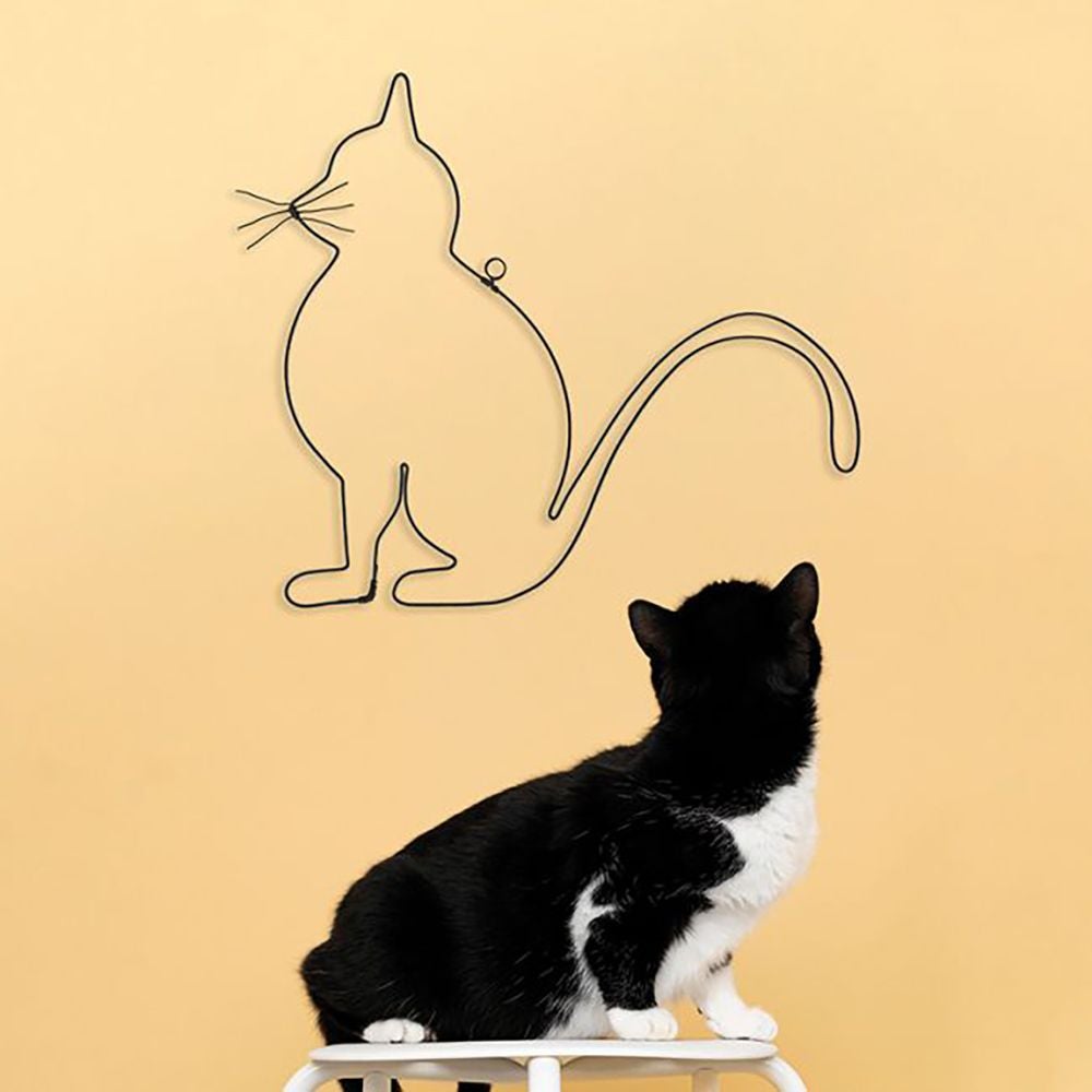 Forme en fil de fer à accrocher au mur - Chat assis | Leroy Merlin