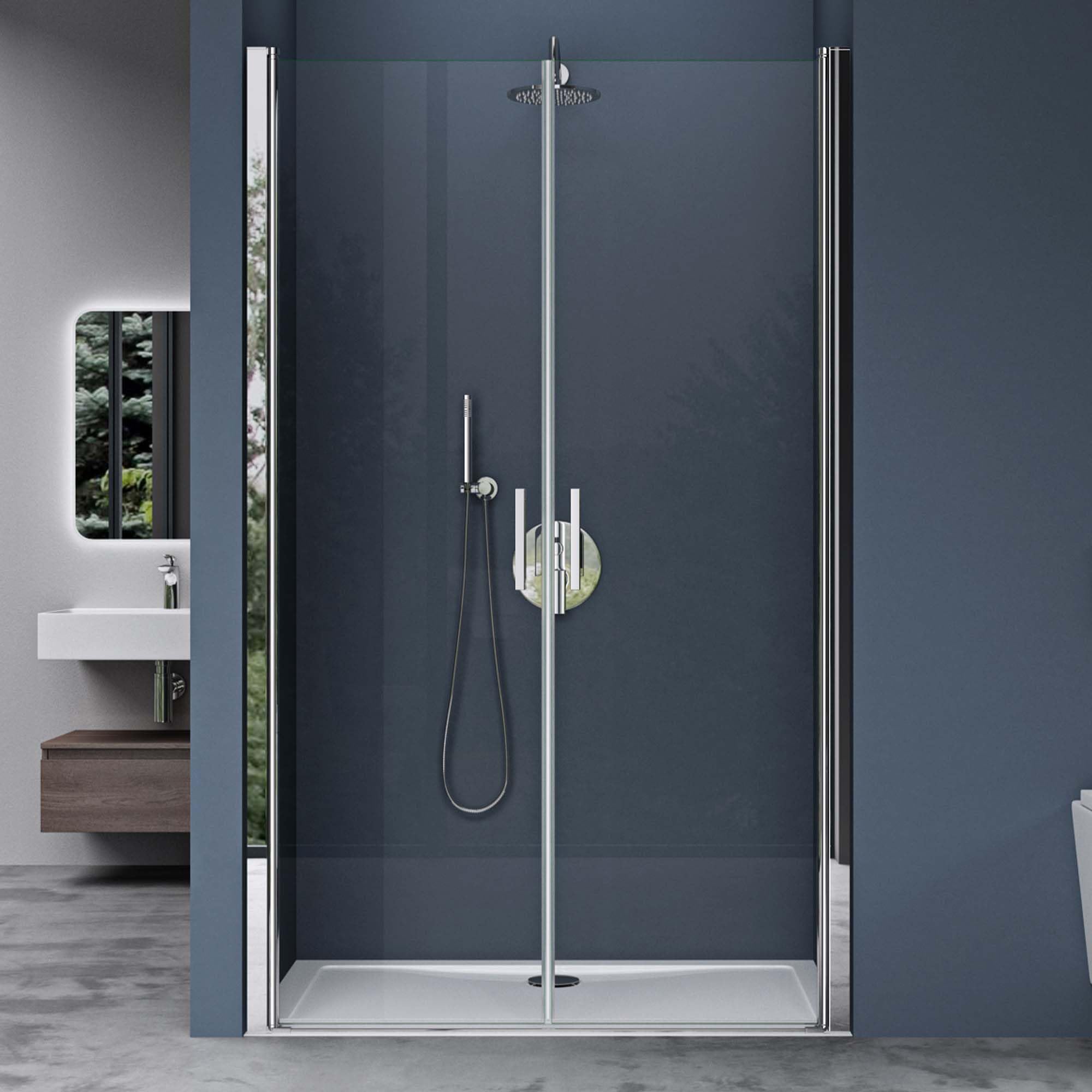 Doporro Double porte de douche transparent 110 à l'italienne ...