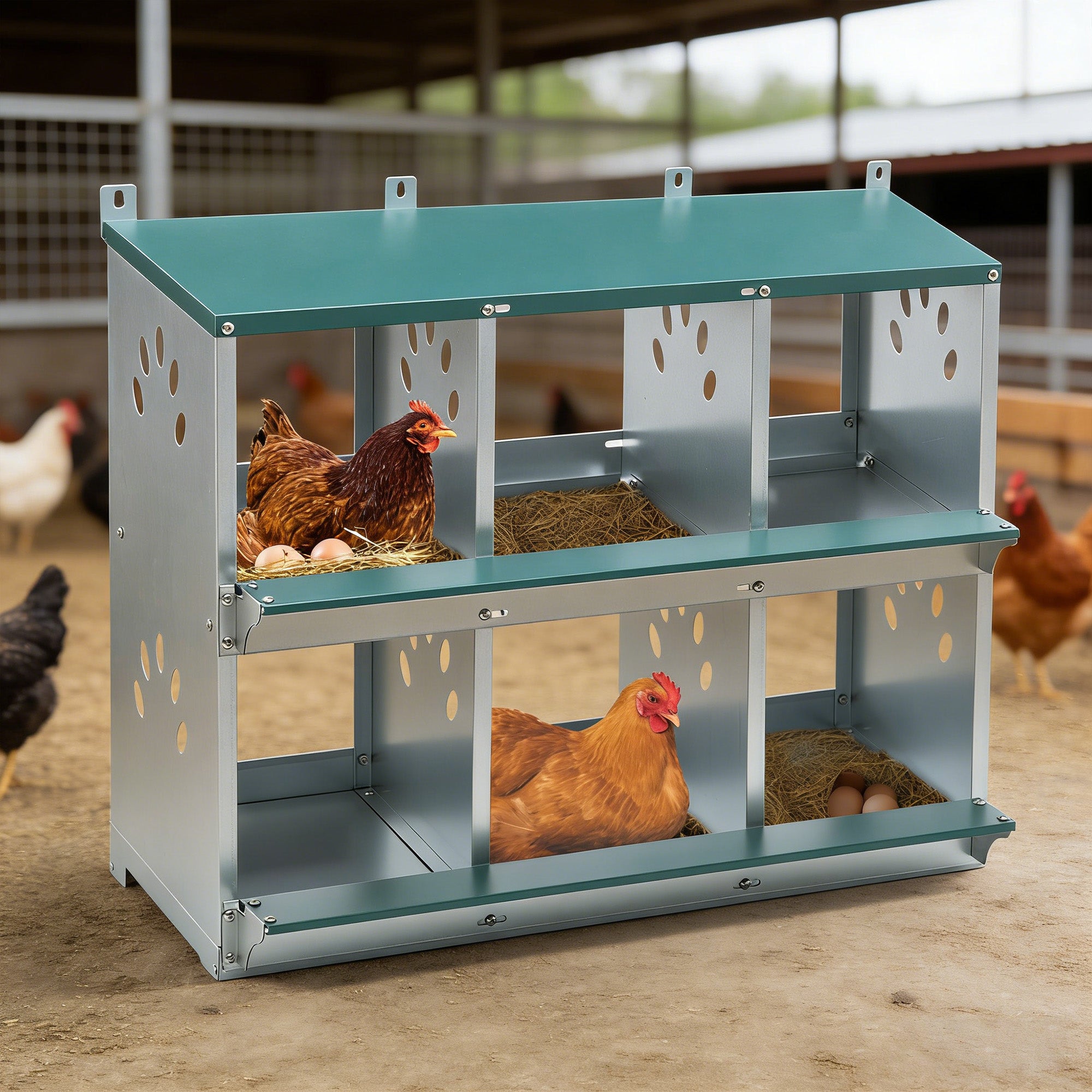 Pondoir pour Poules 6 Compartiments, Nichoir avec Inclinaison à 86 ...