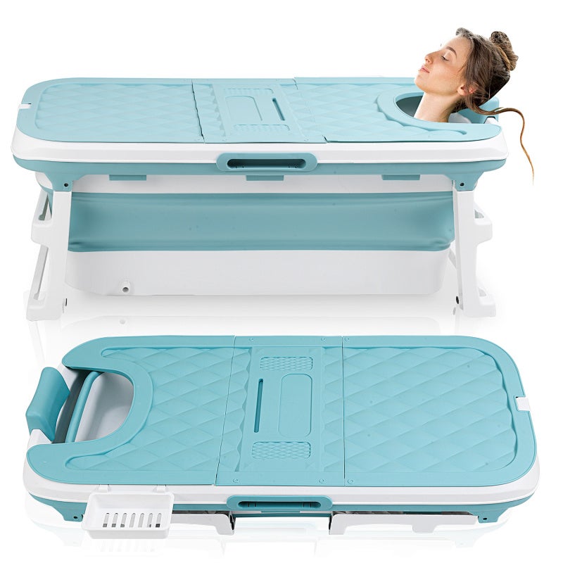132 cm XL Bañera plegable para adultos, portátil con tapa extraíble ...
