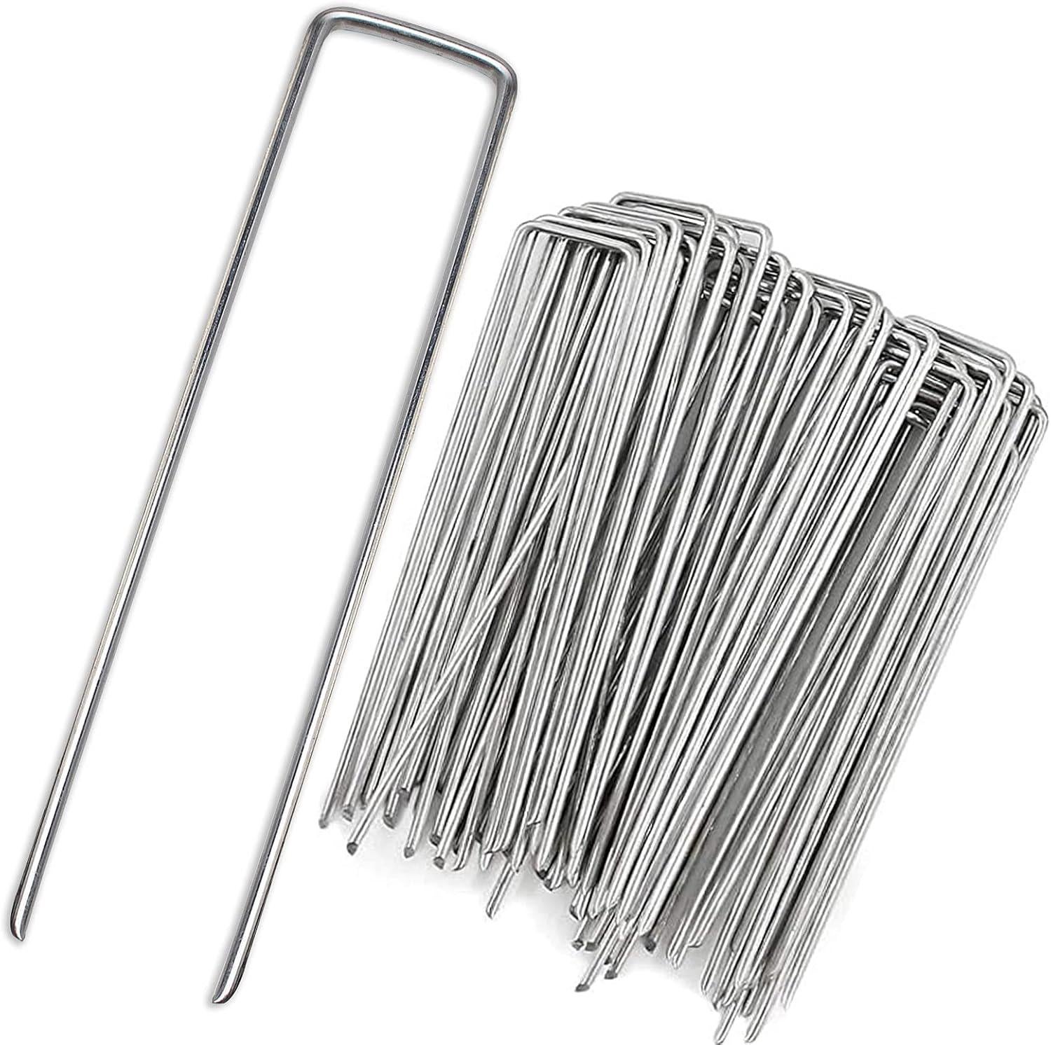 Clavos jardinería U 50 unidades: estacas galvanizadas 20 cm resistentes ...