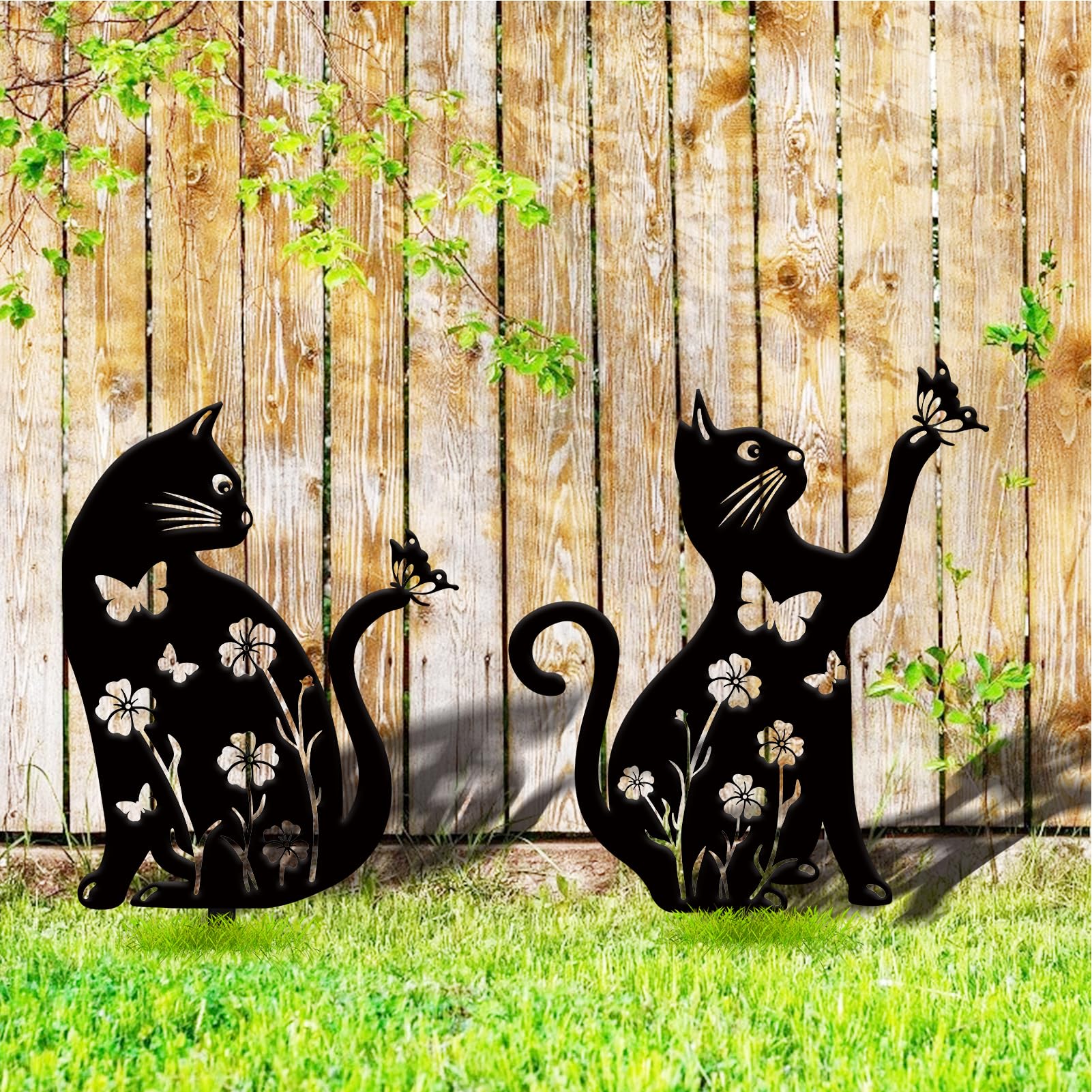 Piquets de chat en métal, piquets de jardin décoratifs, décoration de ...