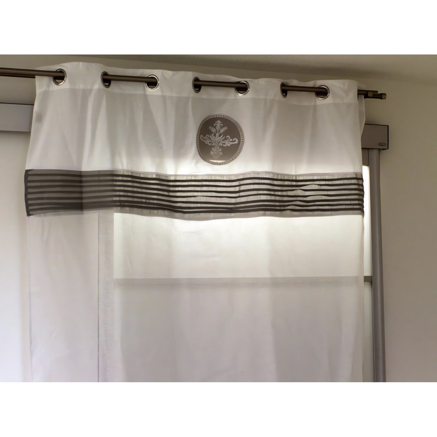 Rideau brodé lin à oeillets 'ANT ROND' | Leroy Merlin