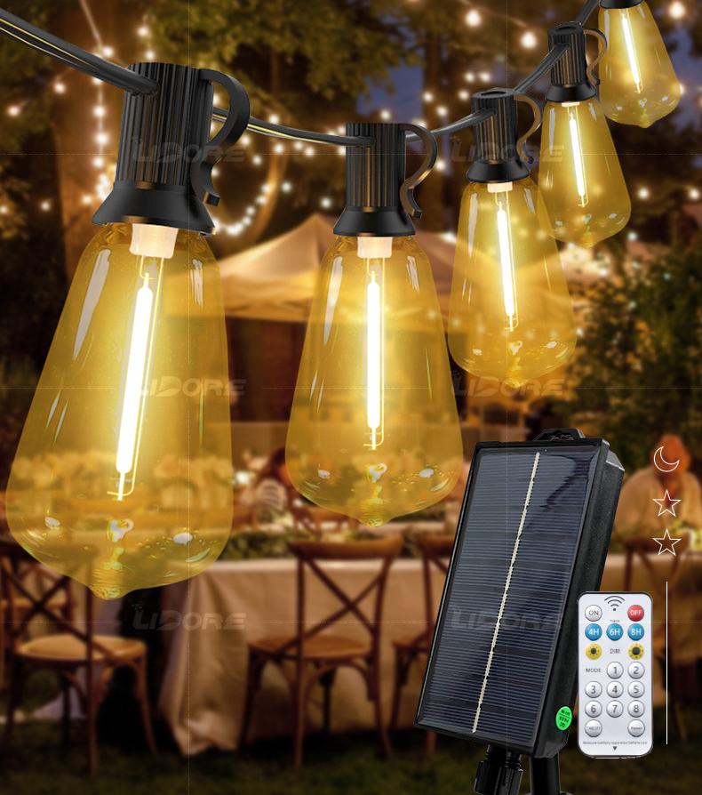 Cadena de luces solares impermeables de 9 m, 15 + 1 bombillas, con ...