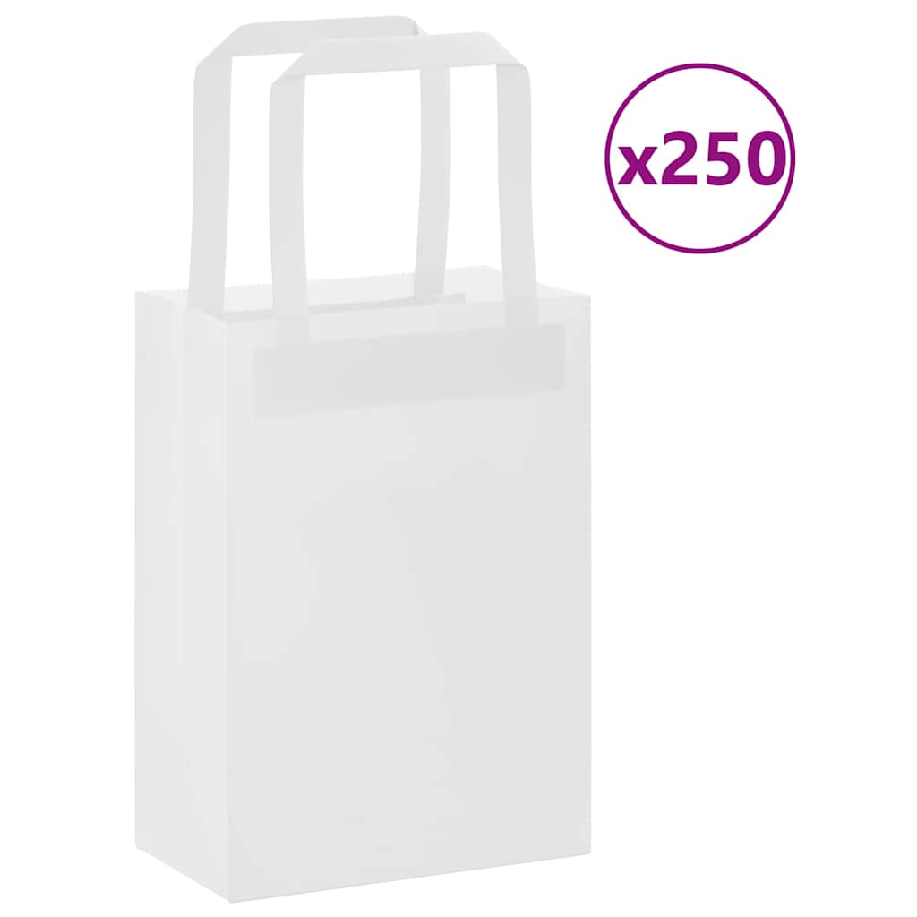 Sacs en papier kraft 250 pcs，Sacs kraft avec poignées blanc 15x8x21 cm ...