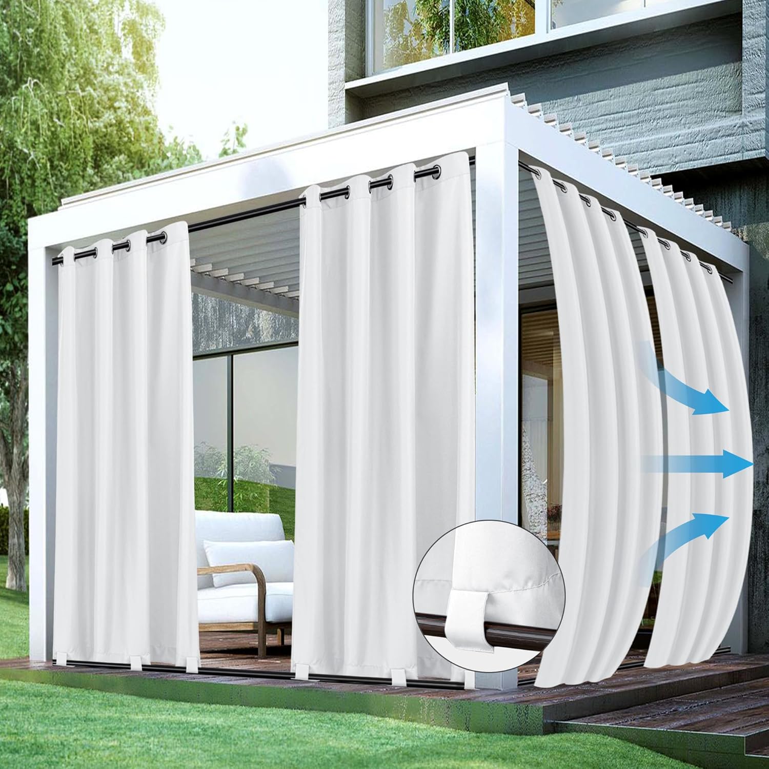 Rideau Extérieur Imperméable 2 pièces et Anti-Vent Extra Large ...