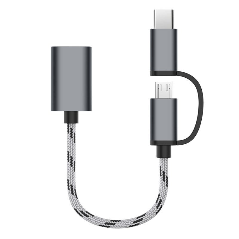 Adaptador USB-C/Micro USB a USB de color gris con clip, convertidor ...