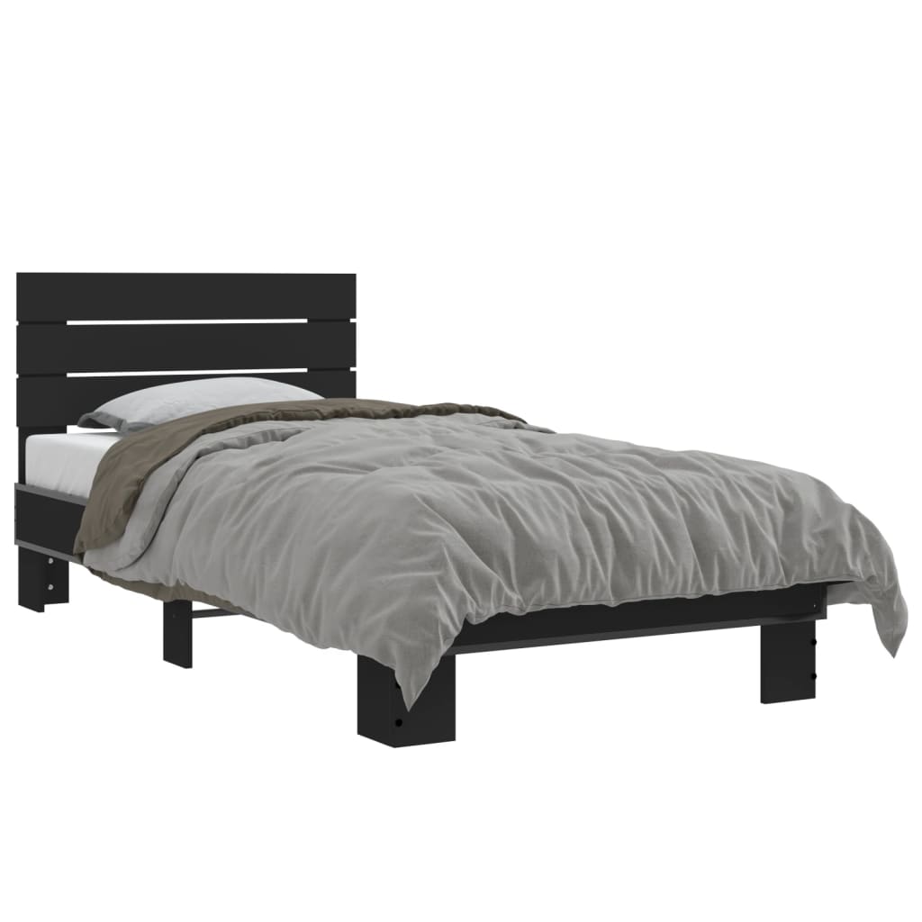 Estructura de cama negra 90x190 cm de madera contrachapada y metal ...