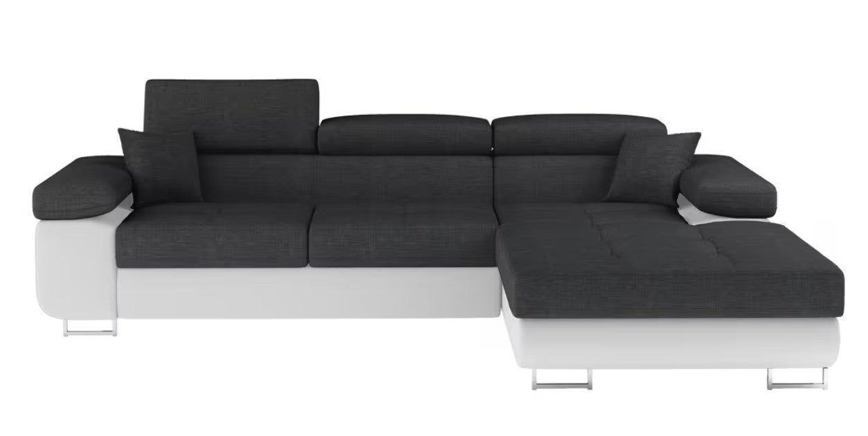 Canapé d'angle convertible appuis-tête réglables KALIZO - Coffre et ...