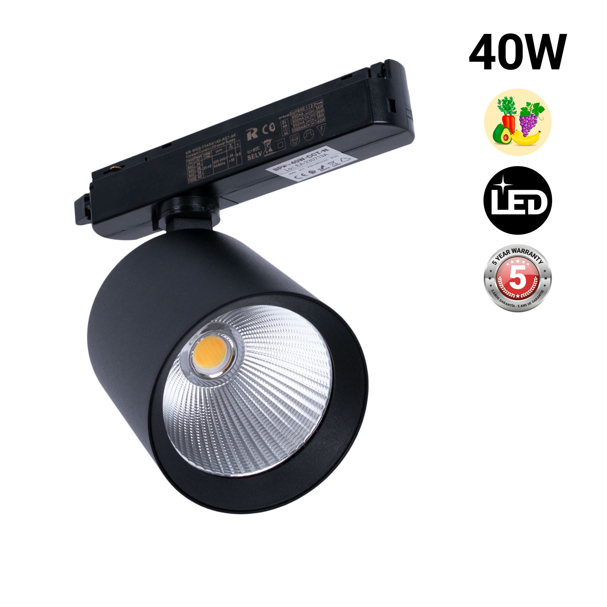 Spot LED 40W pour rail monophasé - Fruits et légumes | Leroy Merlin