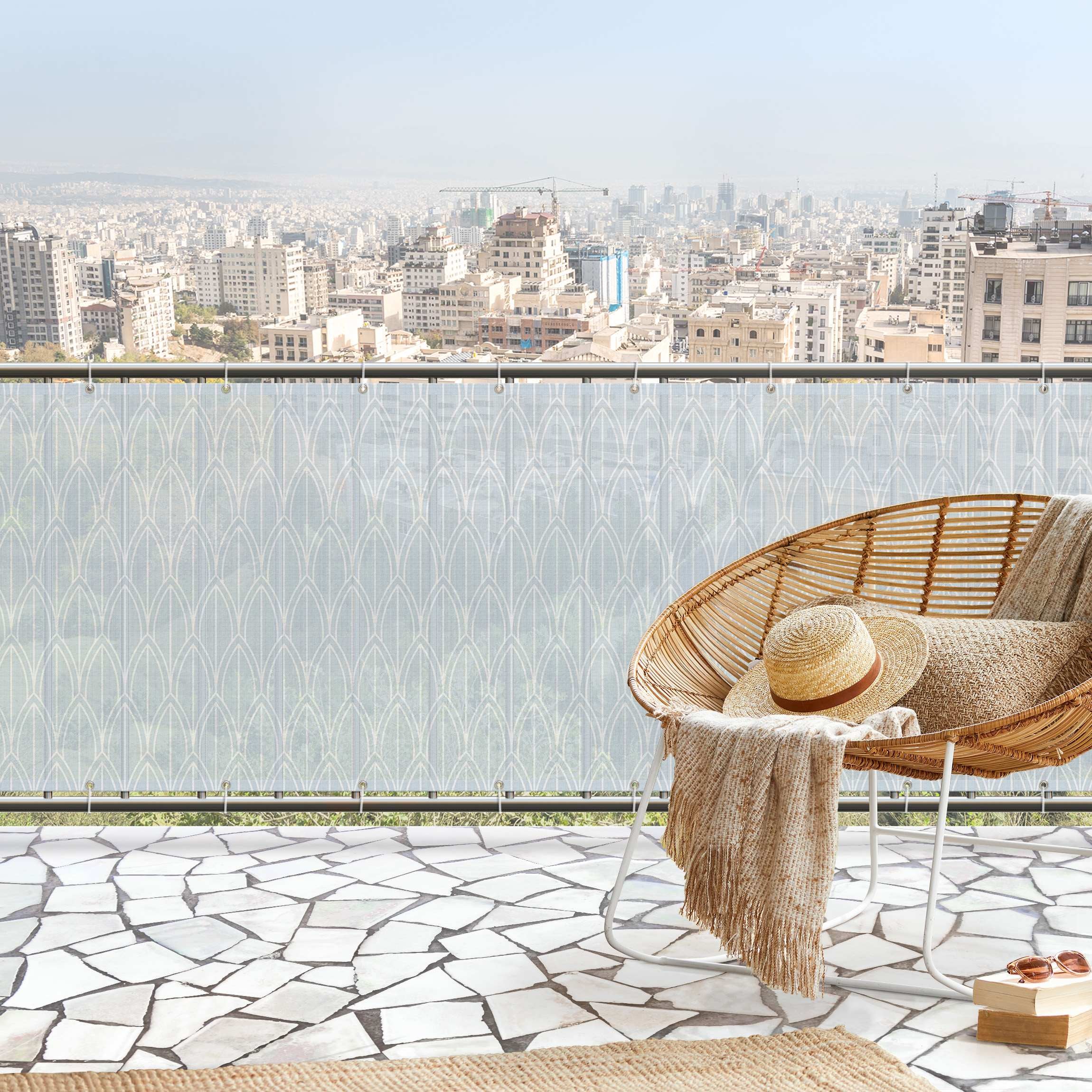 Pantalla de privacidad para balcón - Art Deco Feather Pattern With ...