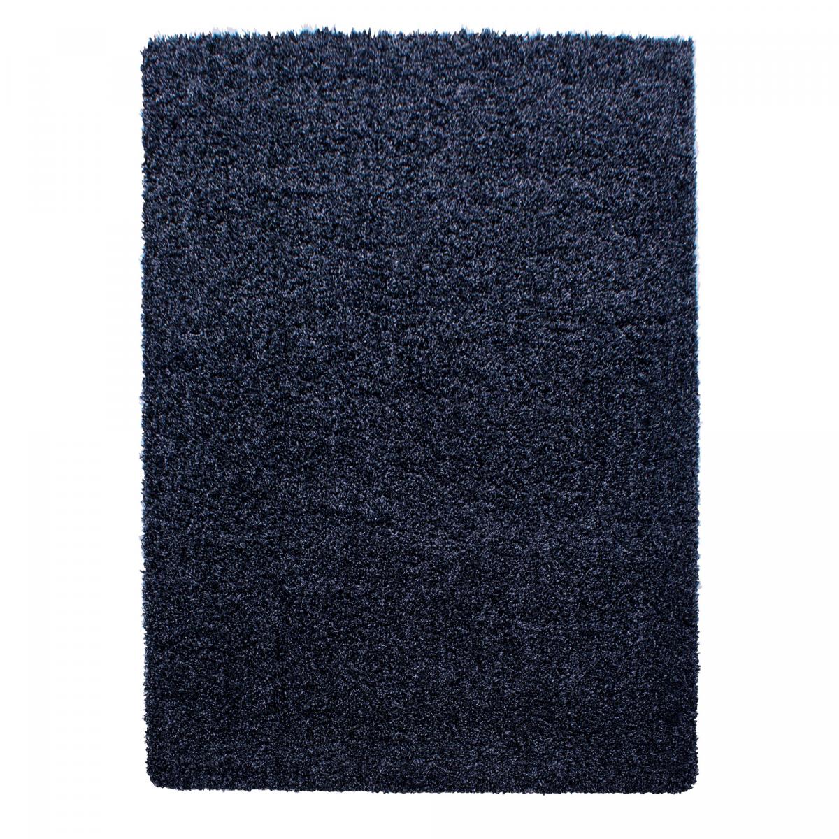 Tapis poils longs shaggy Ø160cm rond tissé bleu marine motif uni UNI L | Leroy Merlin