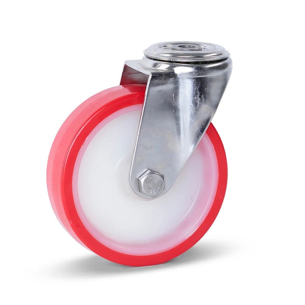 Roulette pivotante - MESO - PU inox - Trou central - 125mm - 220kg ...