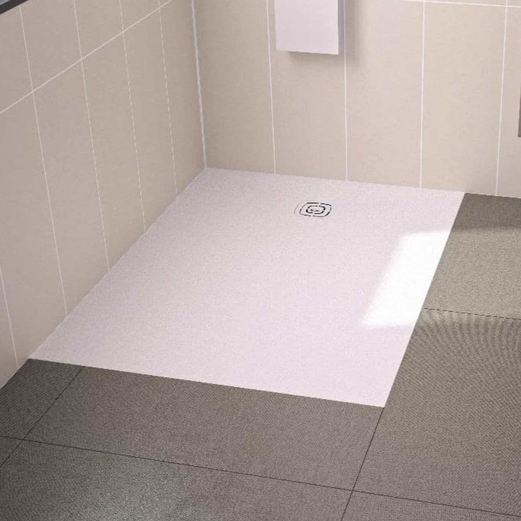 Plato de ducha espesor de textura de granito blanco Kineone 120x80 con ...