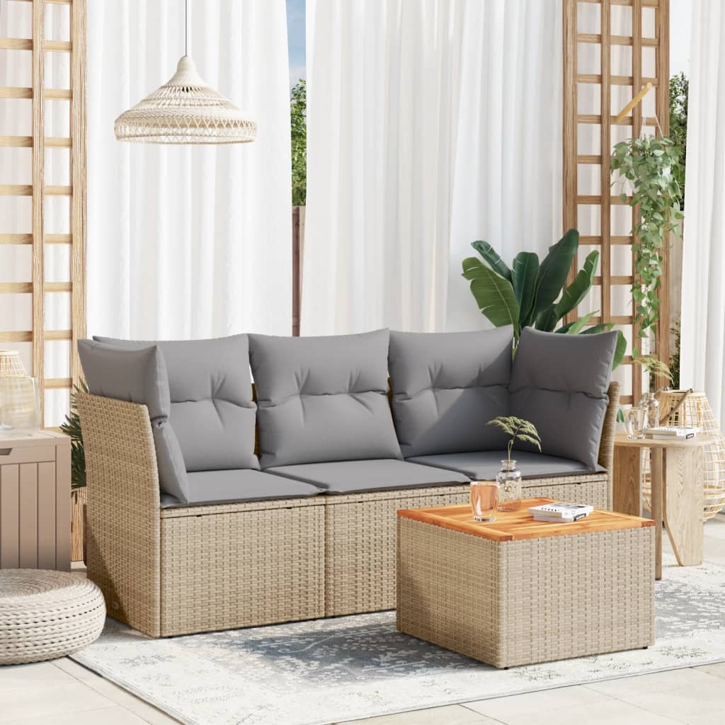 Salon bas de jardin en bois Beige 3 personnes | Leroy Merlin