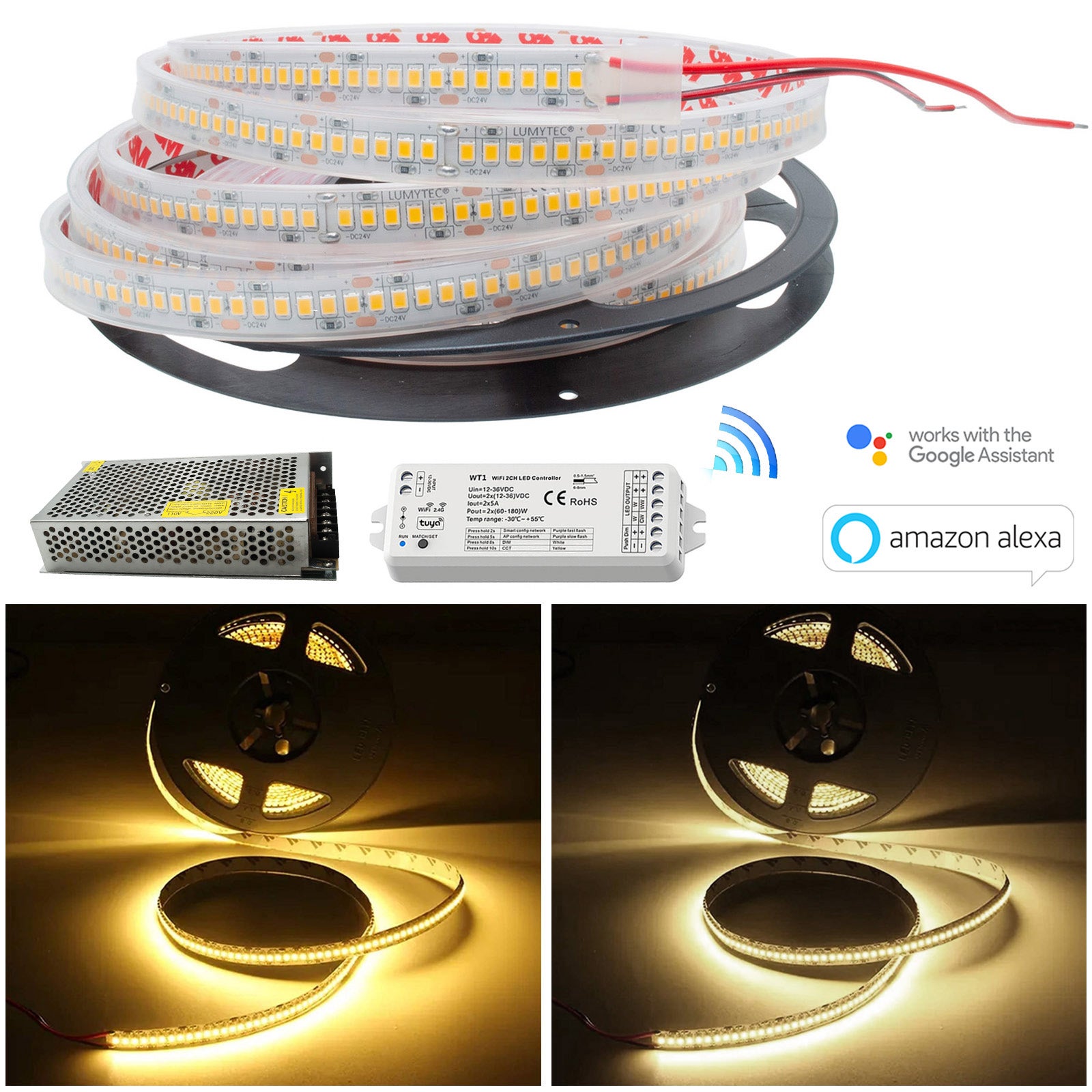 KIT SMART strip 1200 LED 120W 24V IP67 WiFi boîtier de commande ...