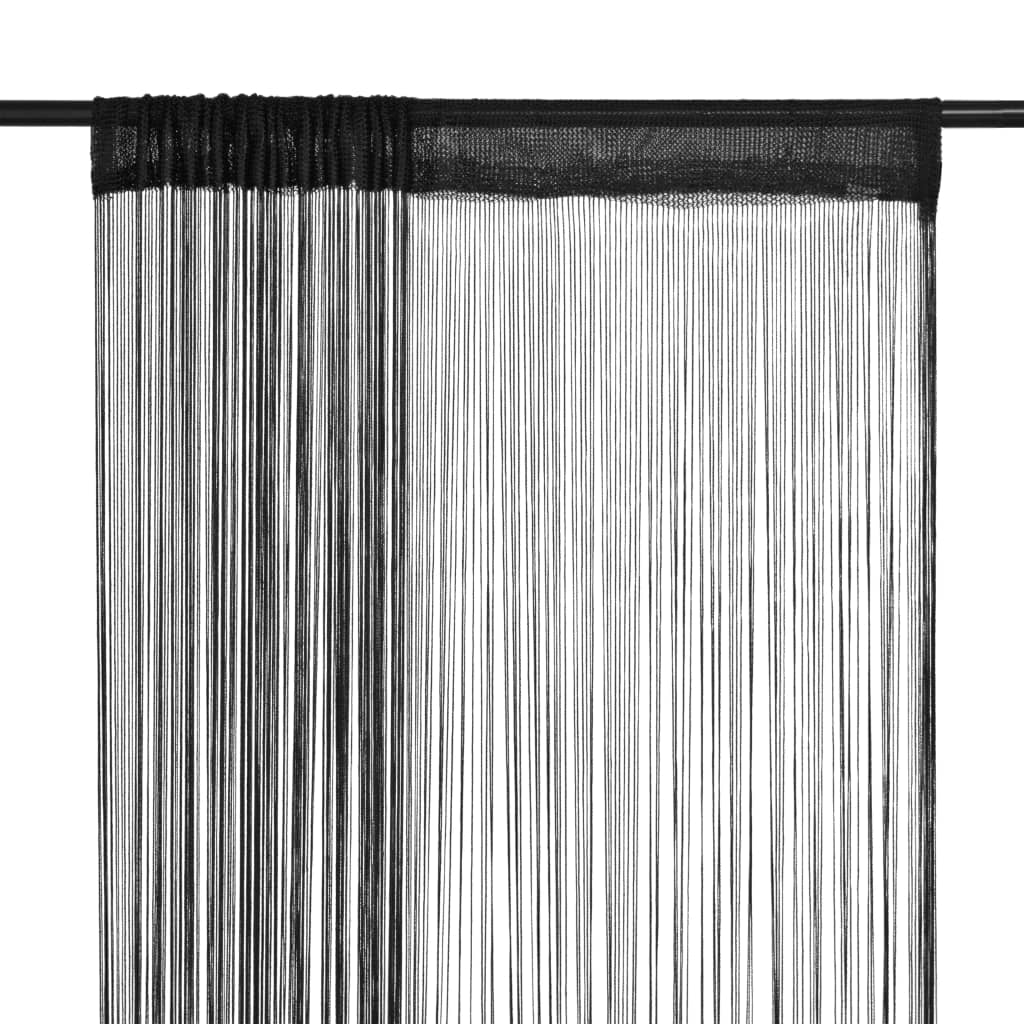 The Living Store - Rideau en fils 2 pcs 100 x 250 cm Noir | Leroy Merlin