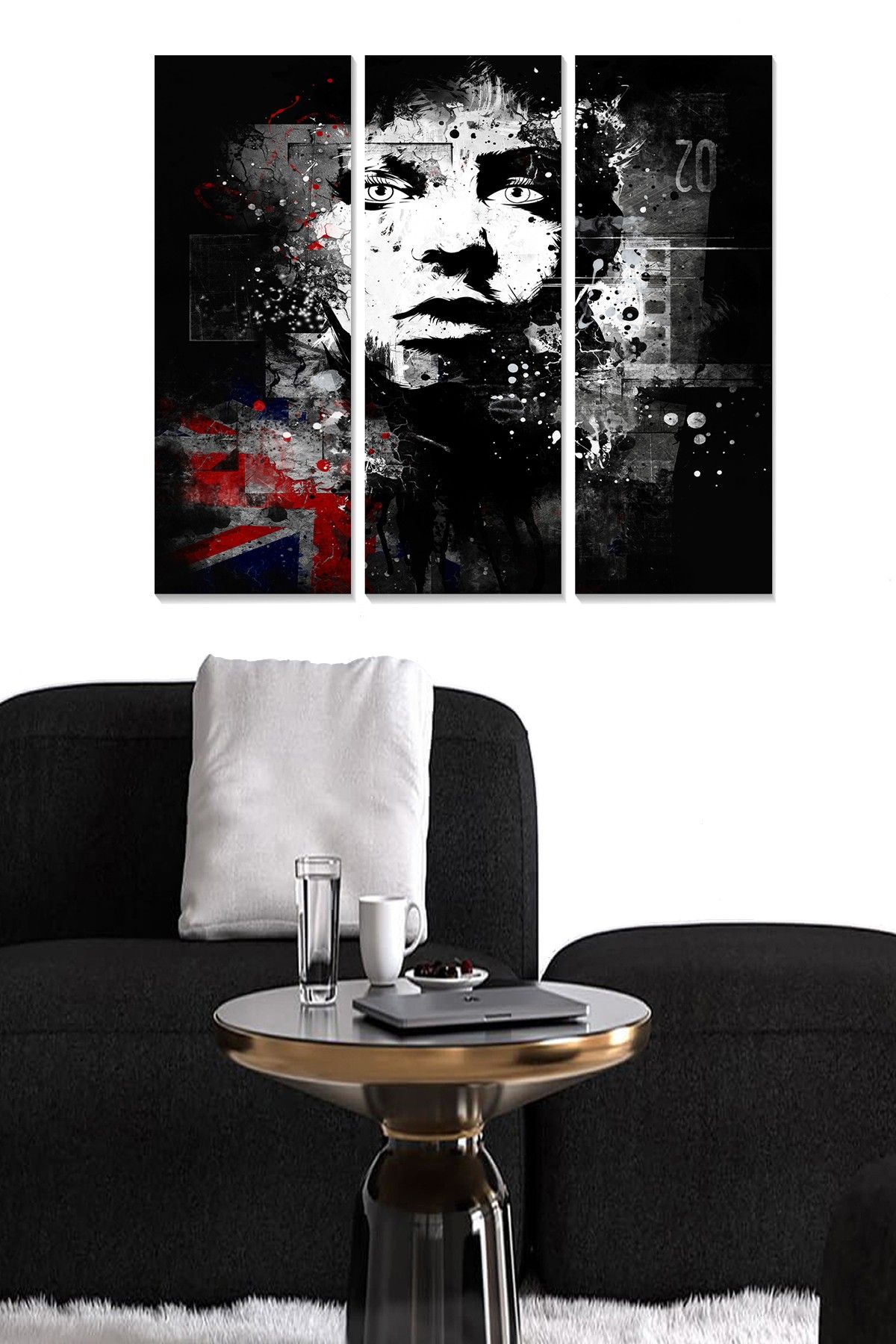 Triptyque Fabulosus L70xH50cm Motif Art abstrait, portrait homme ...