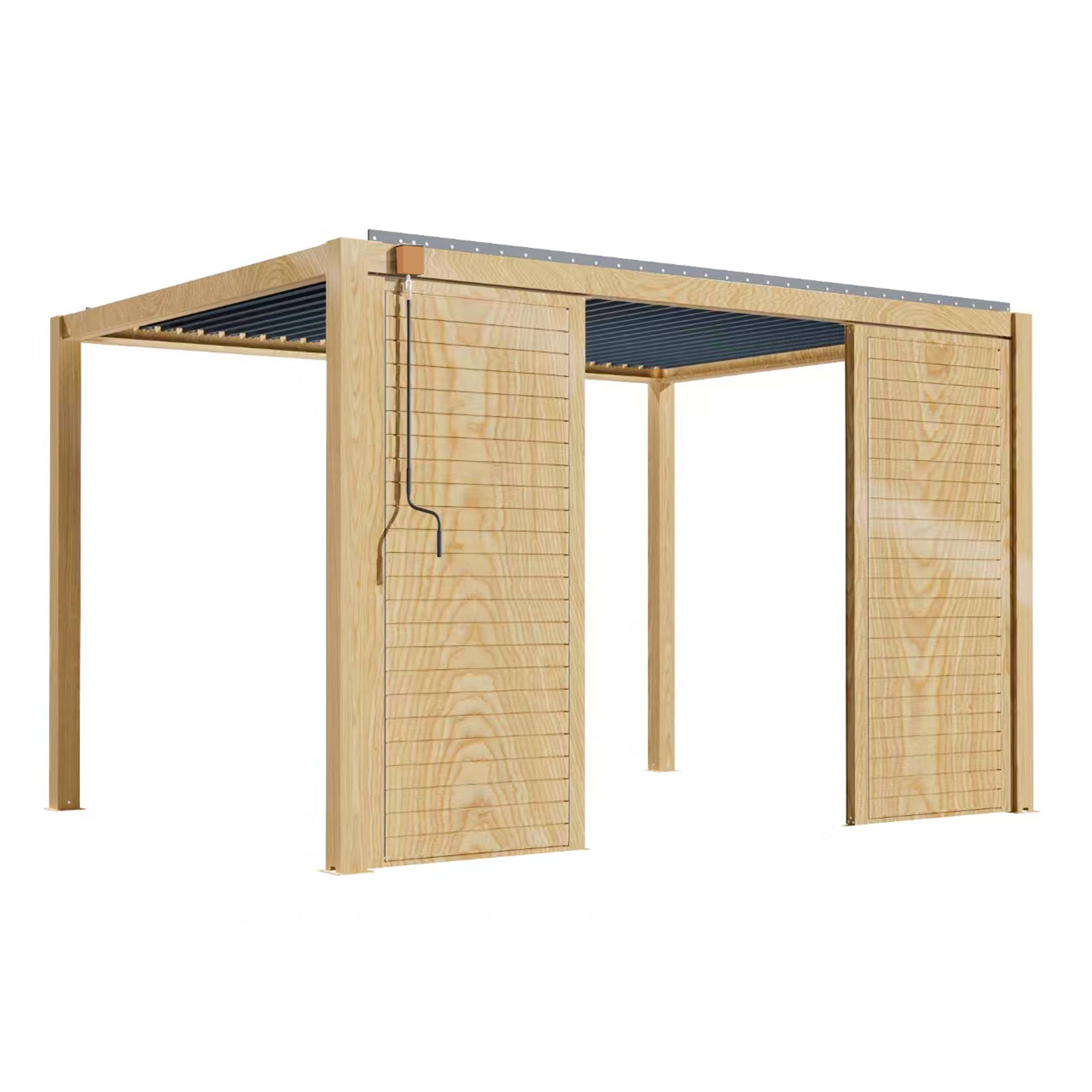 Pérgola bioclimática autoportante 3x4m en madera con 2 mamparas ( 2 ...