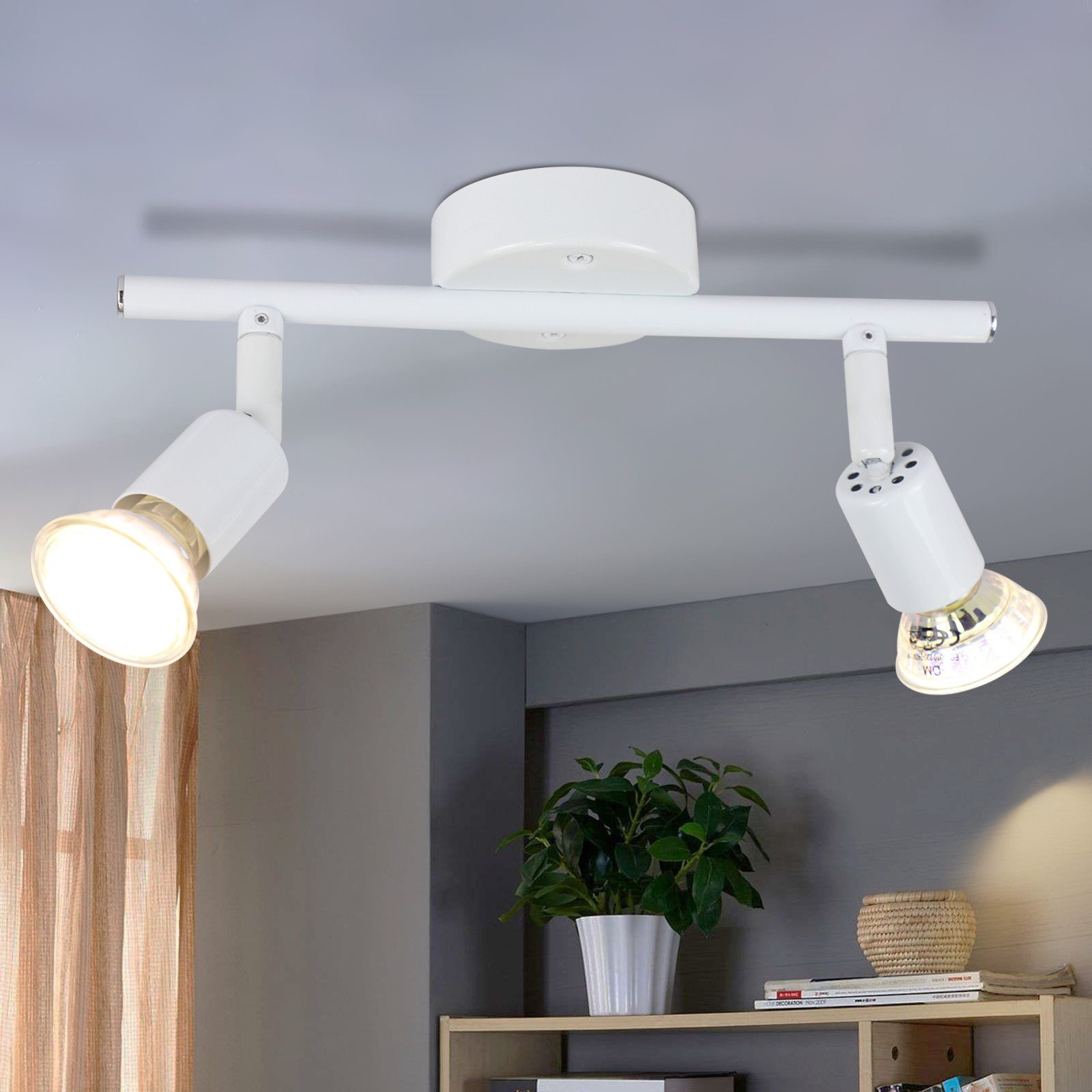 NETTLIFE Foco de techo LED orientable GU10 2 llamas Focos de techo ...