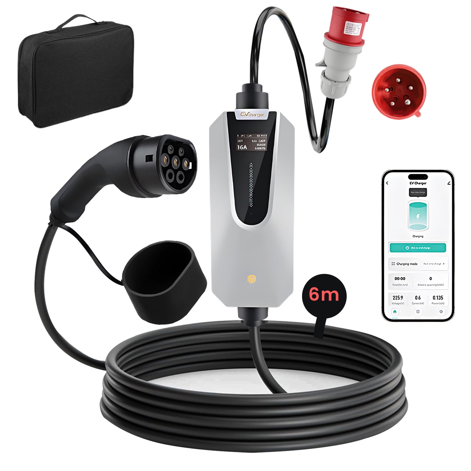 Chargeur EV Portable Type 2 Chargeur Voiture Électrique 11kW Triphasé ...